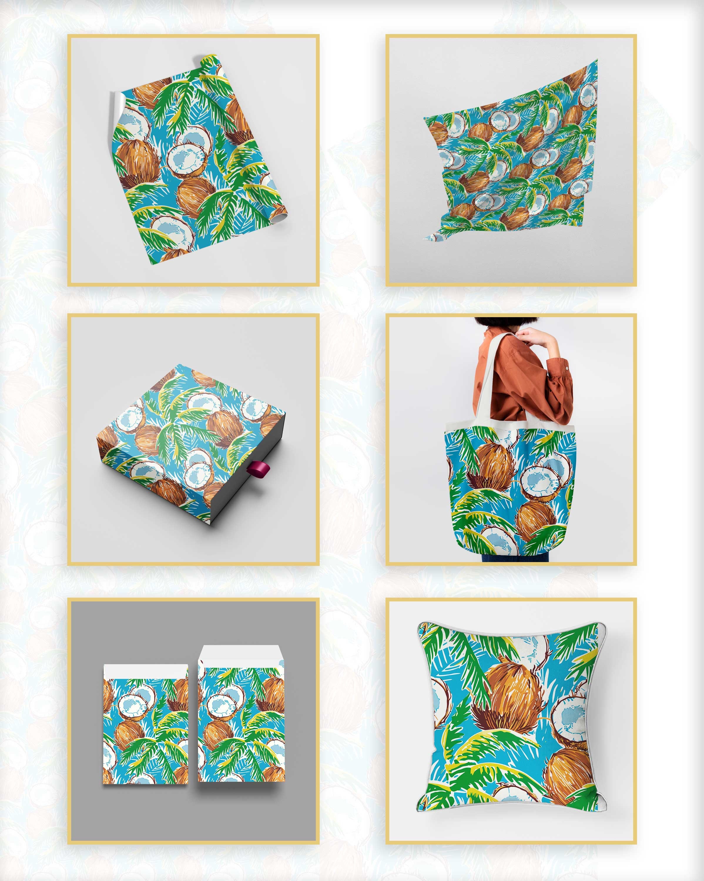 Seamless Coconut Palm Pattern Digital File. Tropical Summer Digital ...