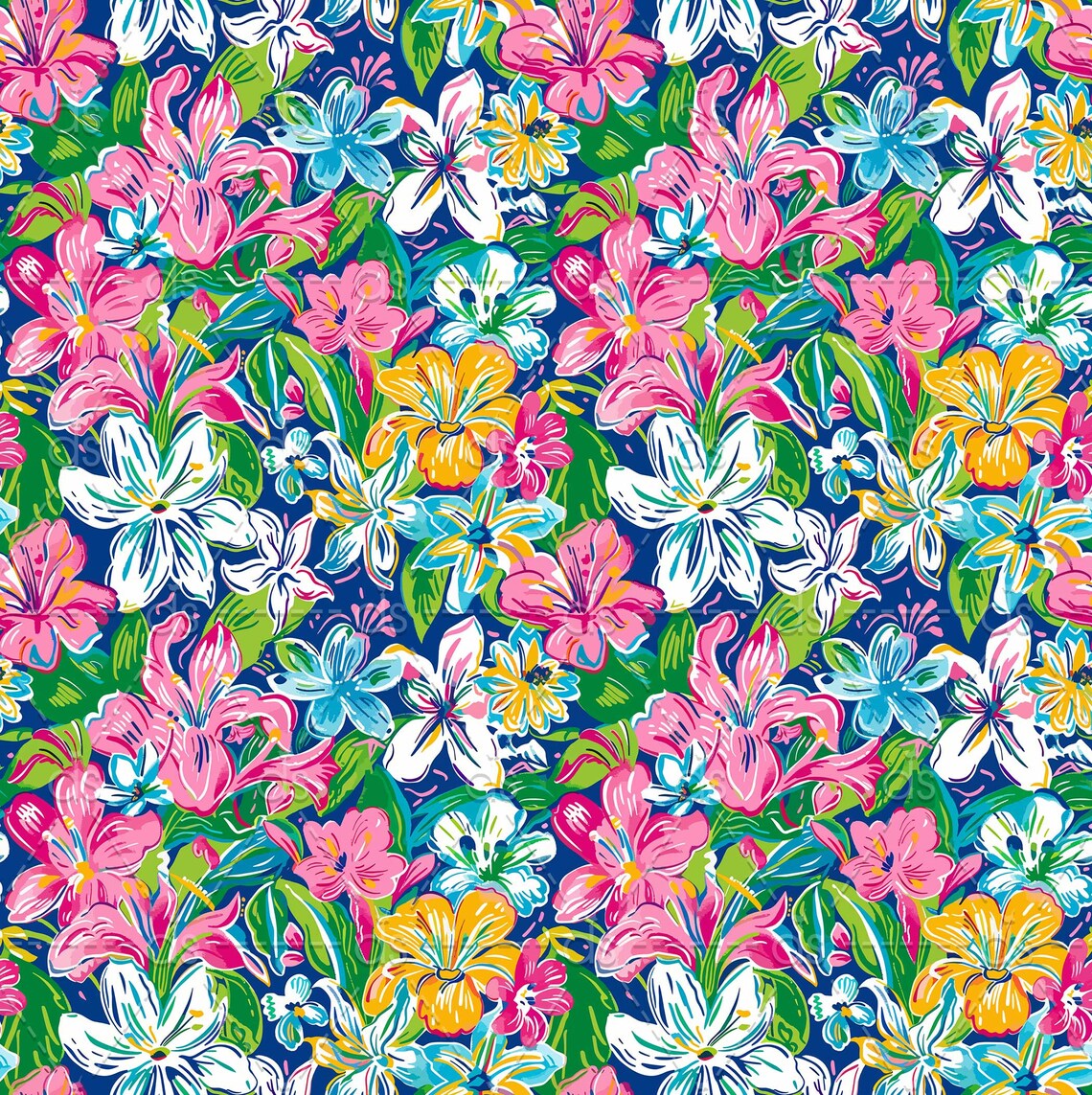 Tropical Floral Pattern, Seamless Repeating Pattern / SVG - PNG - JPG ...