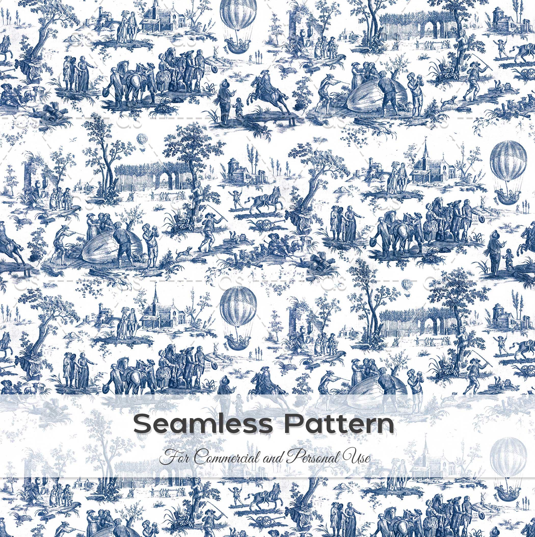 Toile De Jouy Pattern Set, Toile Pattern Digital Paper, Digital ...