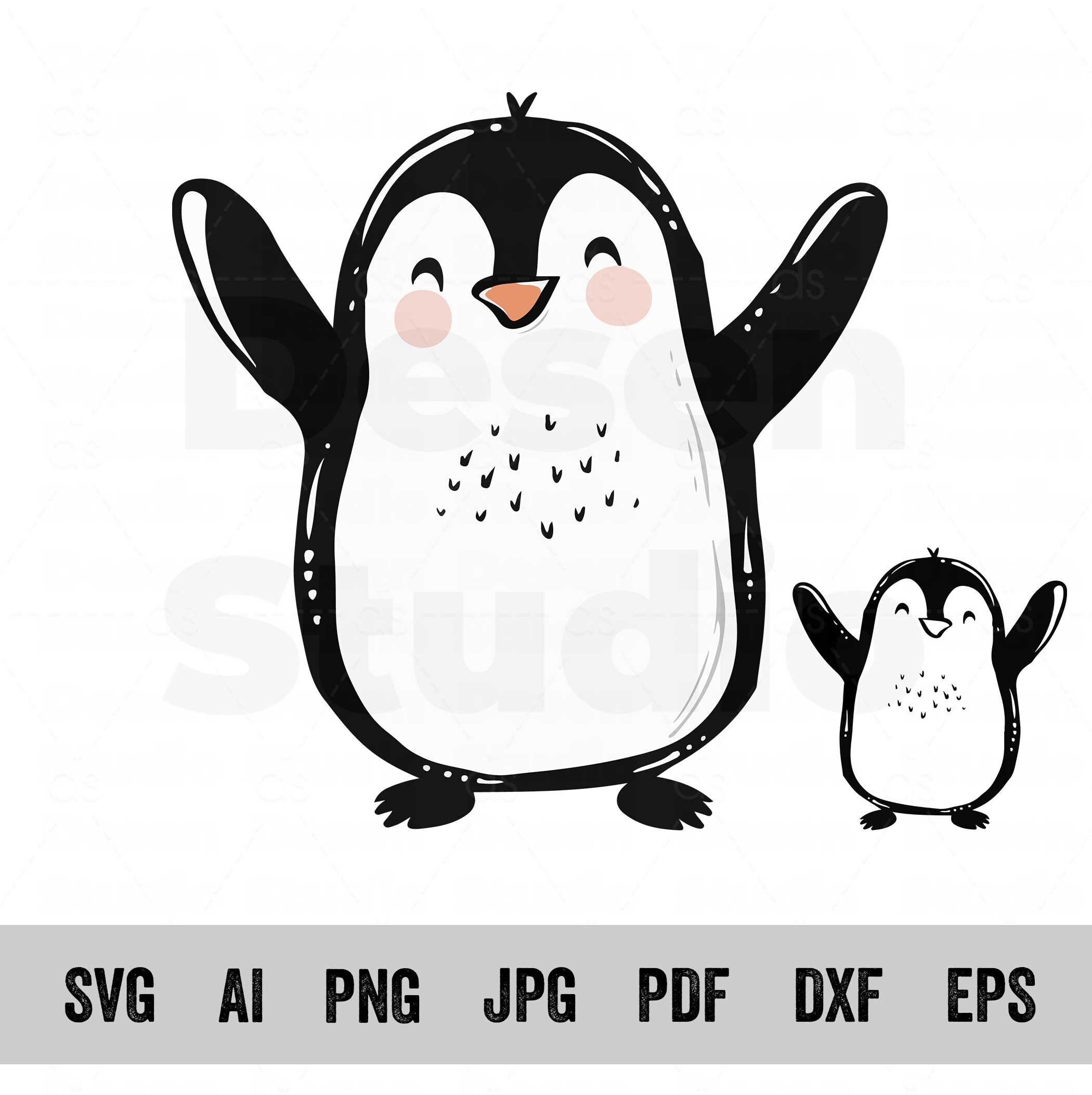 Penguin SVG, Cute Kawaii Penguin Clipart, Printable Penguin ...