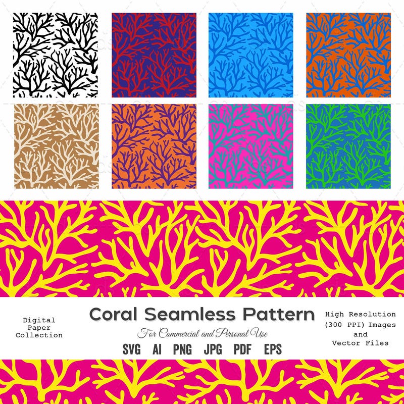 Coral Digital Paper - Etsy