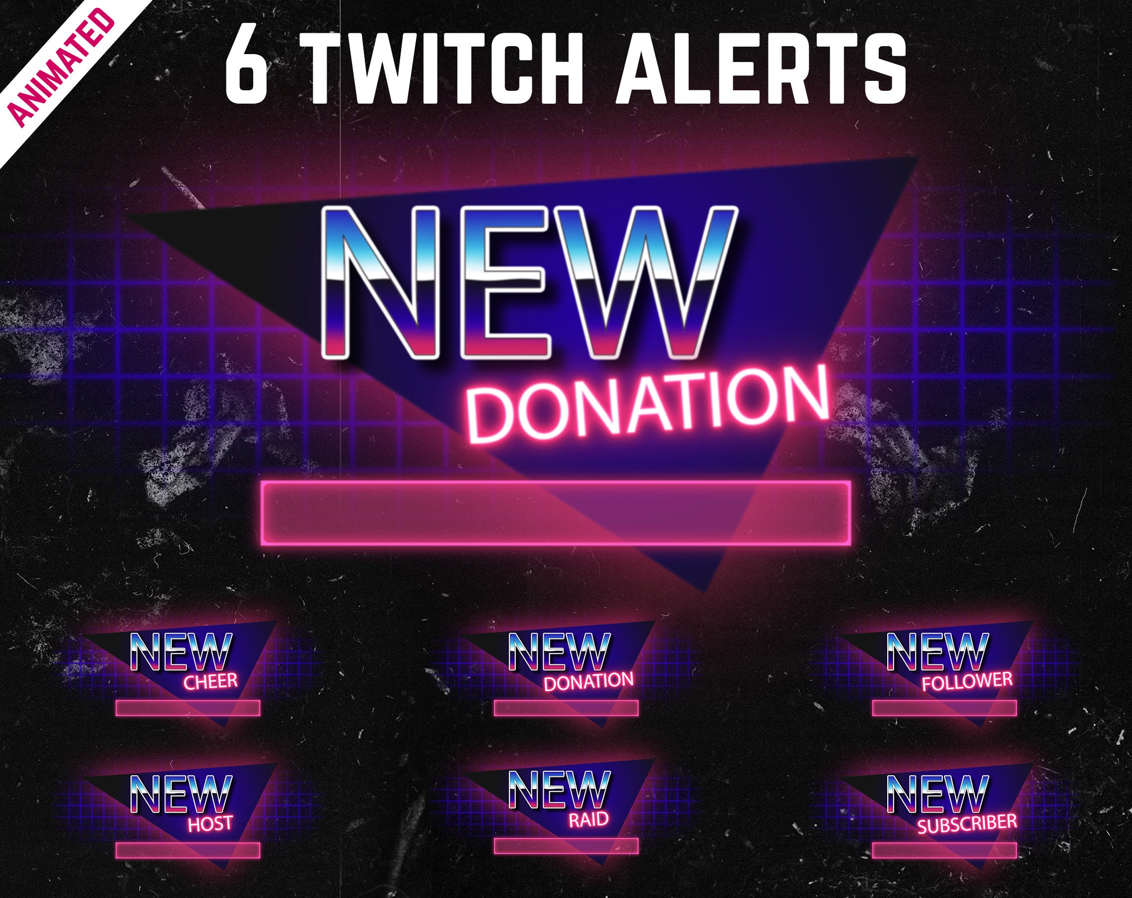 Retro 80s Synthwave Animated Twitch Alerts (WEBM & PNG) - Etsy