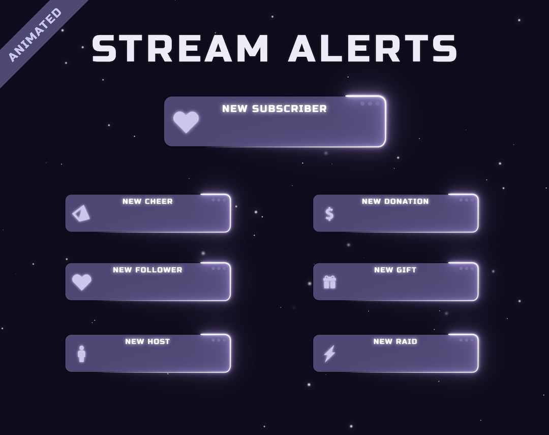 Animated Alerts for Twitch Streaming - PURPLE Lofi Twitch Alerts - WEBM ...