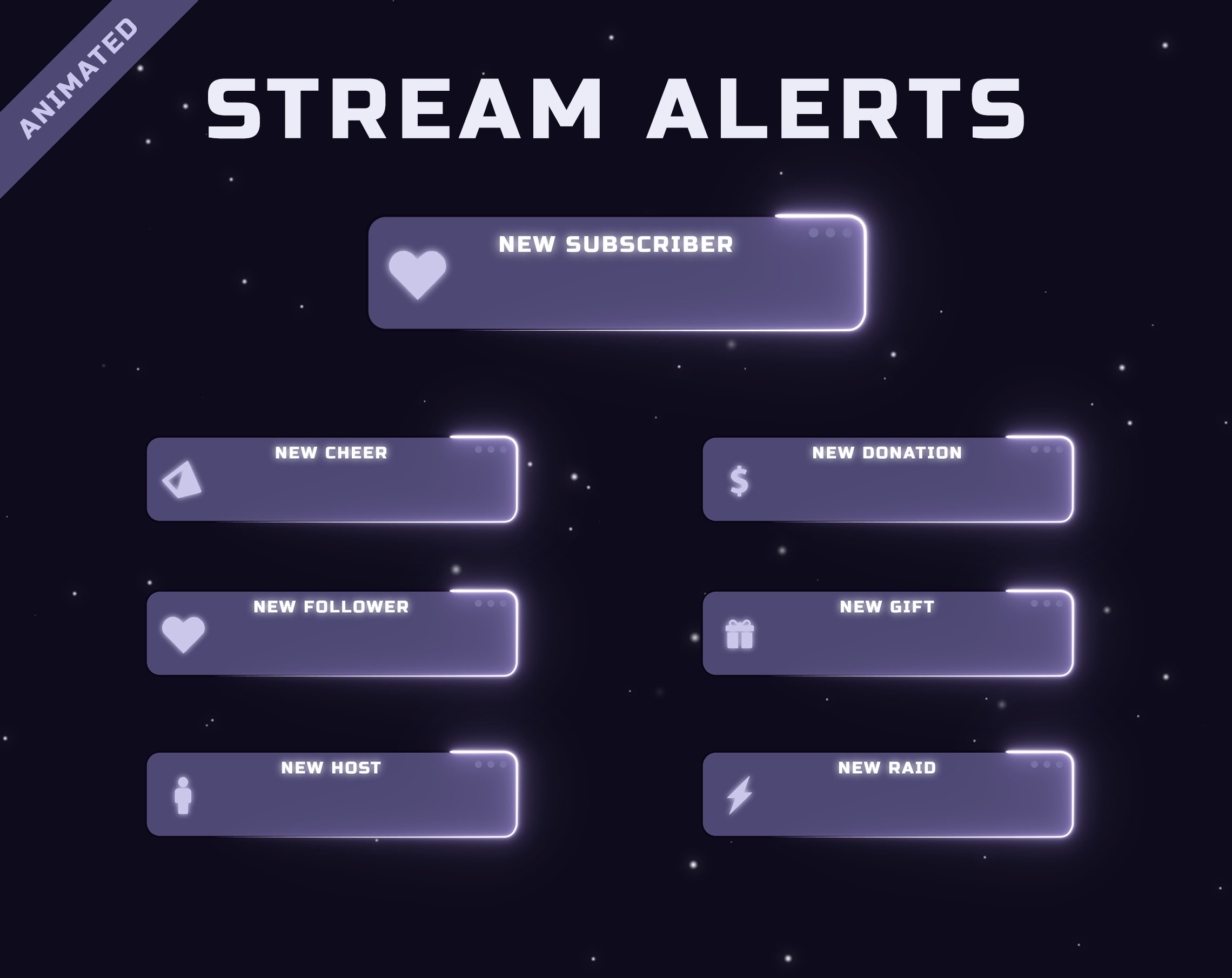 Alertas animadas para Twitch Streaming PURPLE LoFi Twitch Alerts WEBM ...