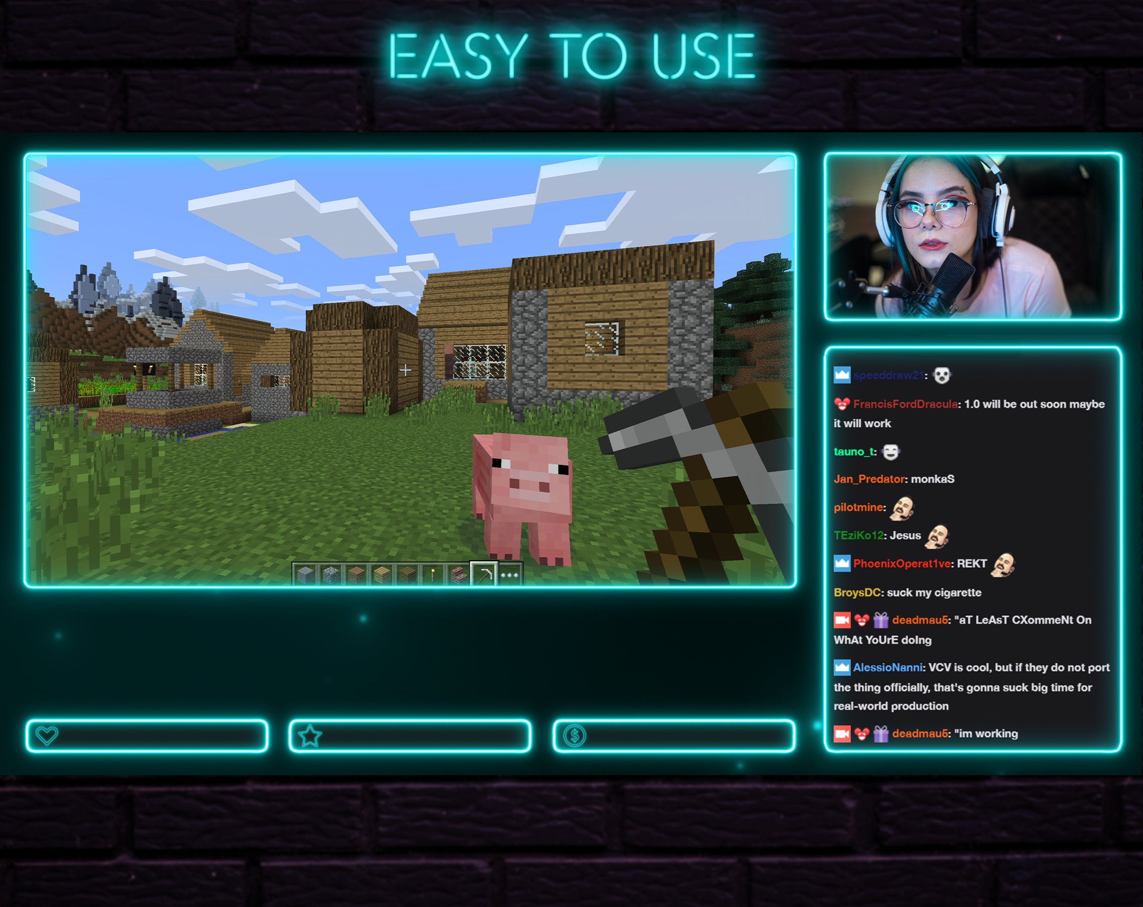 Cyan Neon Twitch Overlay Package Minimal Cyan Color Neon - Etsy