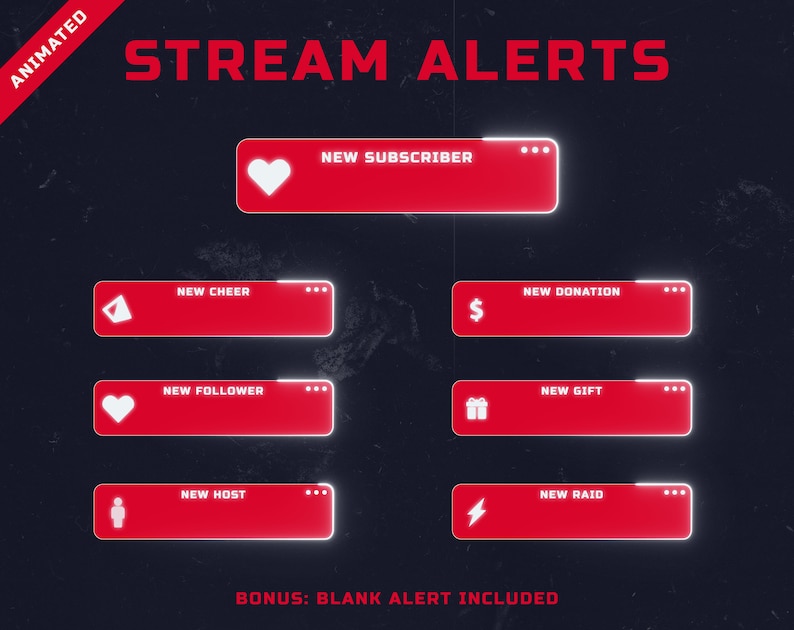 Red Computer Animated Twitch Alerts: Neon Stream Overlay (WEBM) - Etsy