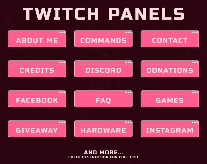 Twitch Panels - Pink Computer Window Panels for Streaming - Etsy
