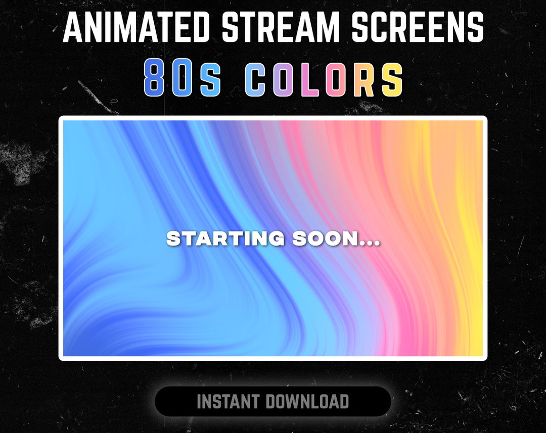 Animated Twitch Overlay - 80s Colors - Starting Screen - Be Right Back ...