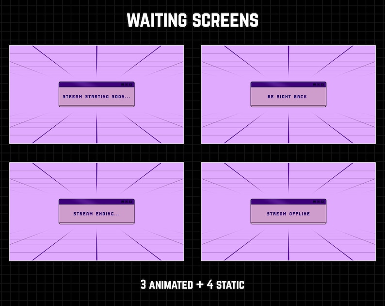Purple Computer Twitch Overlay Package Minimal Retro 8-bit - Etsy UK