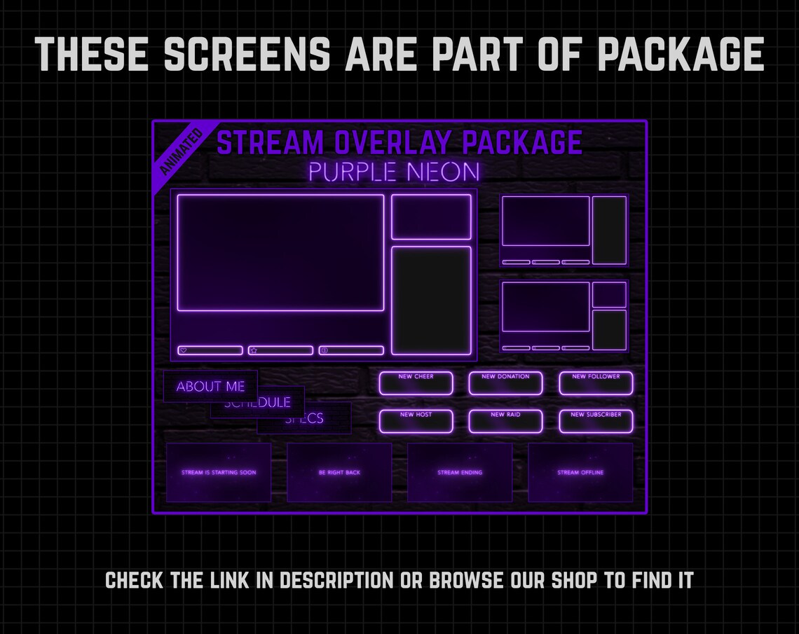 Animated Neon Intermission Screens for Twitch Streaming - PURPLE NEON ...