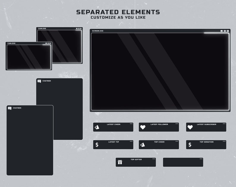 Black Computer - Black Twitch Overlay Package - Etsy