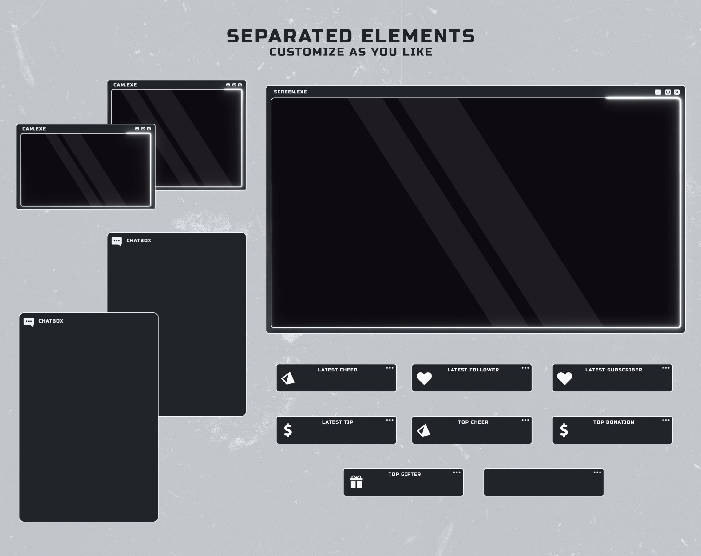 Black Computer - Black Twitch Overlay Package - Etsy