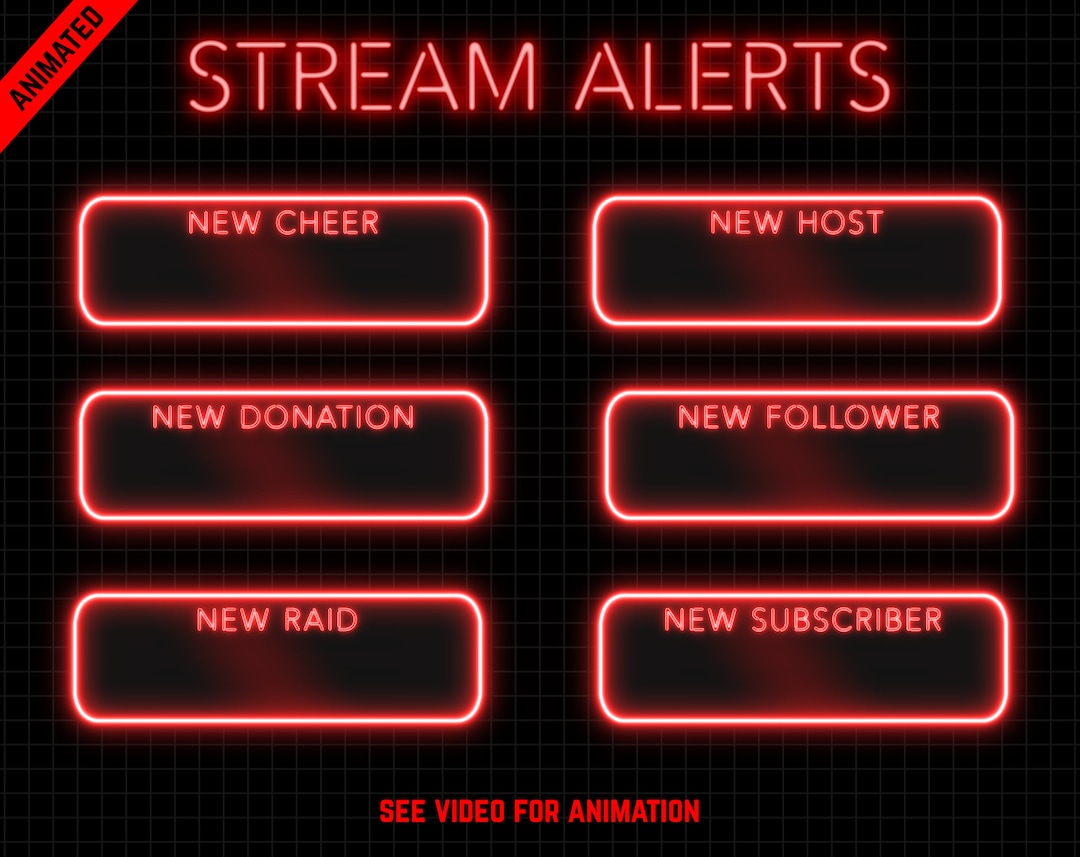 Red Animated Alerts for Twitch Streaming - RED NEON Twitch Alerts ...