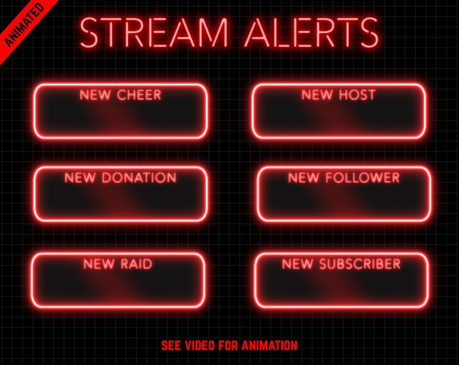 Red Animated Alerts for Twitch Streaming - RED NEON Twitch Alerts ...