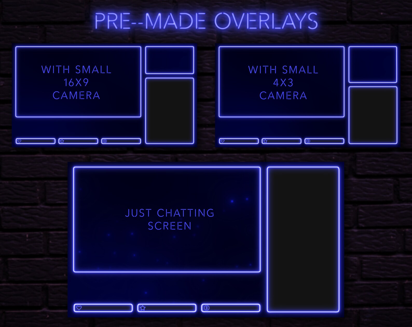 Blue Neon Twitch Overlay Package Minimal Blue Neon Twitch - Etsy