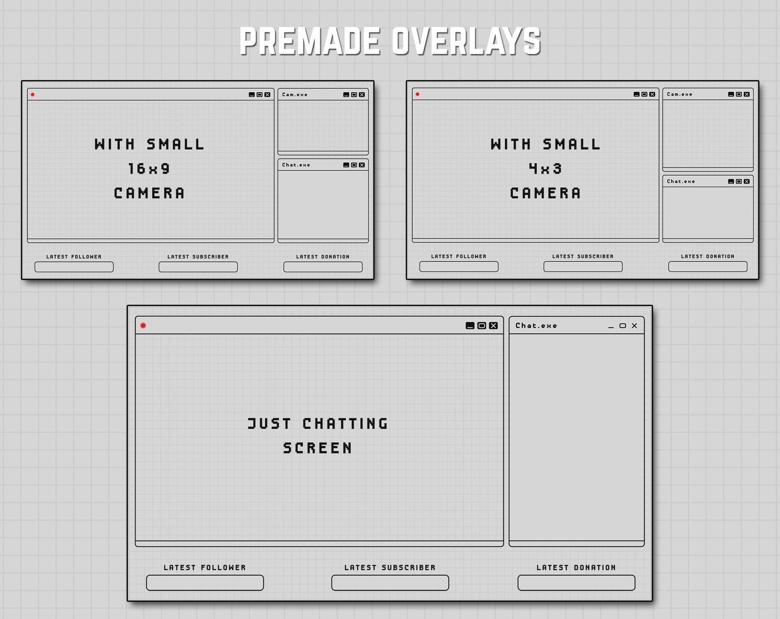 Animated 8-bit Twitch Overlay Package: Retro White Theme - Etsy