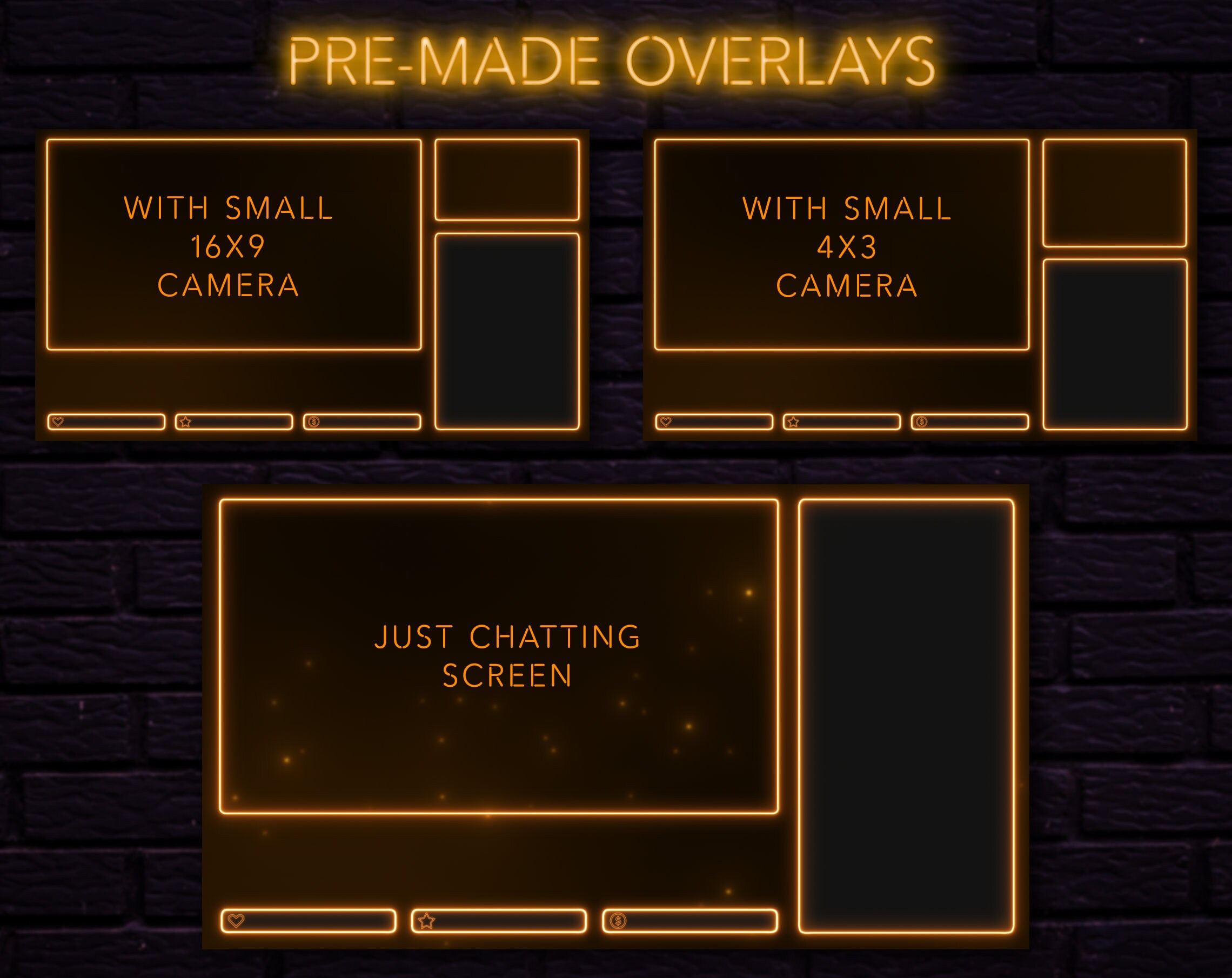 Gold Neon Twitch Overlay Package Minimal Orange Golden Neon - Etsy