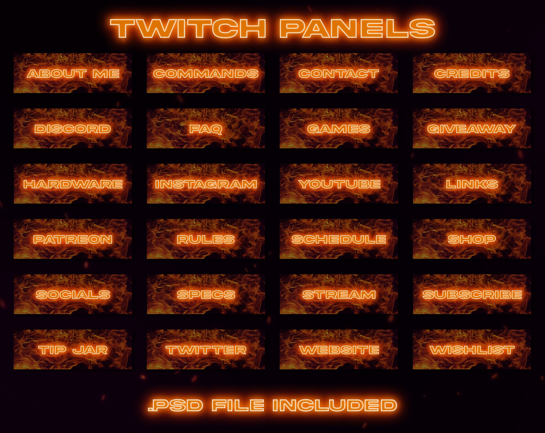 Electric Fire Twitch Overlay Package: Neon Stream Theme - Etsy