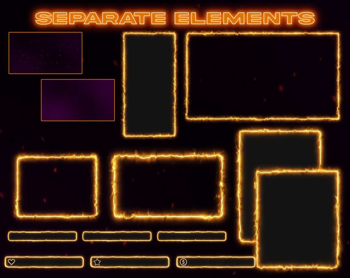 Electric Fire Twitch Overlay Package Neon Twitch Theme With Fire Flames ...