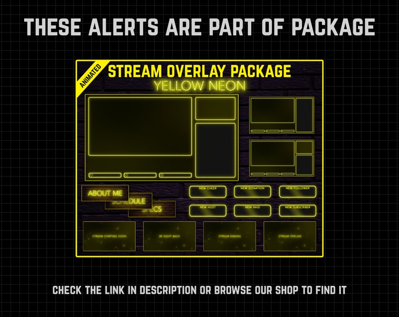 Yellow Animated Alerts for Twitch Streaming - Yellow NEON Twitch Alerts ...