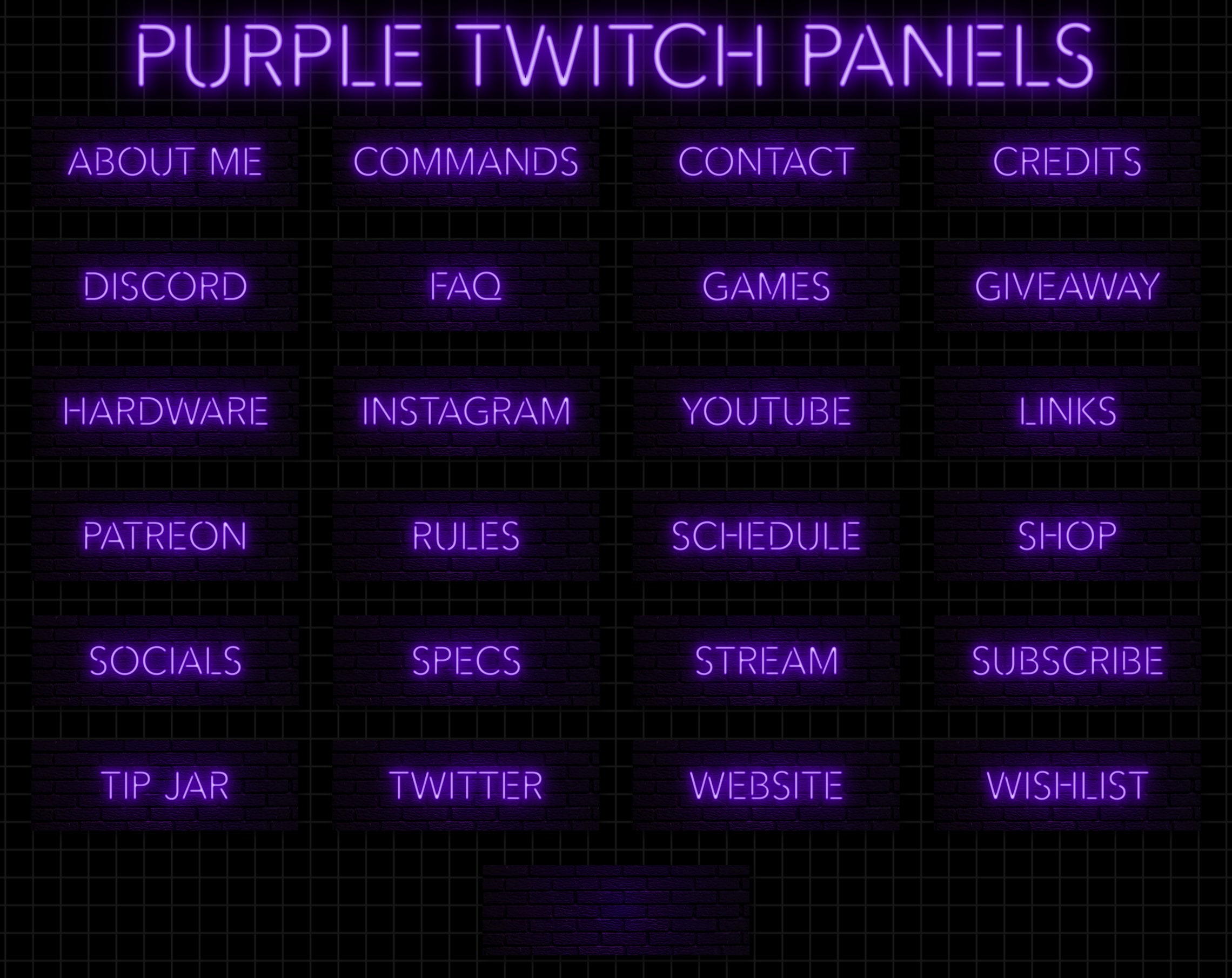 Twitch Panels - PURPLE NEON Panels for Streaming - Etsy