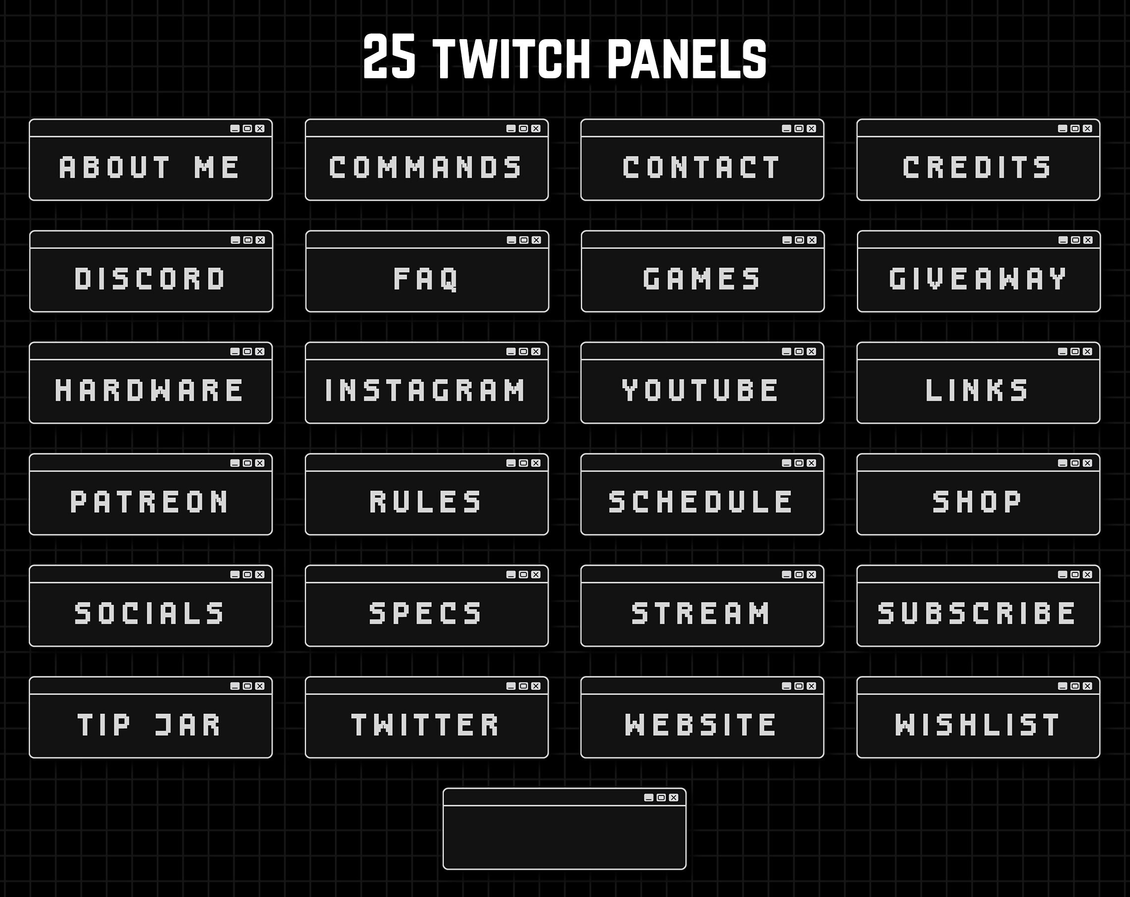 Animated Dark Twitch Overlay Package Minimal Retro 8-bit - Etsy