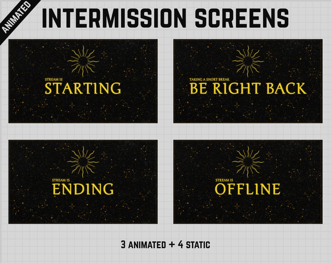 Animated Celestial Stars Twitch Screens: Stream Starting, BRB, Ending ...