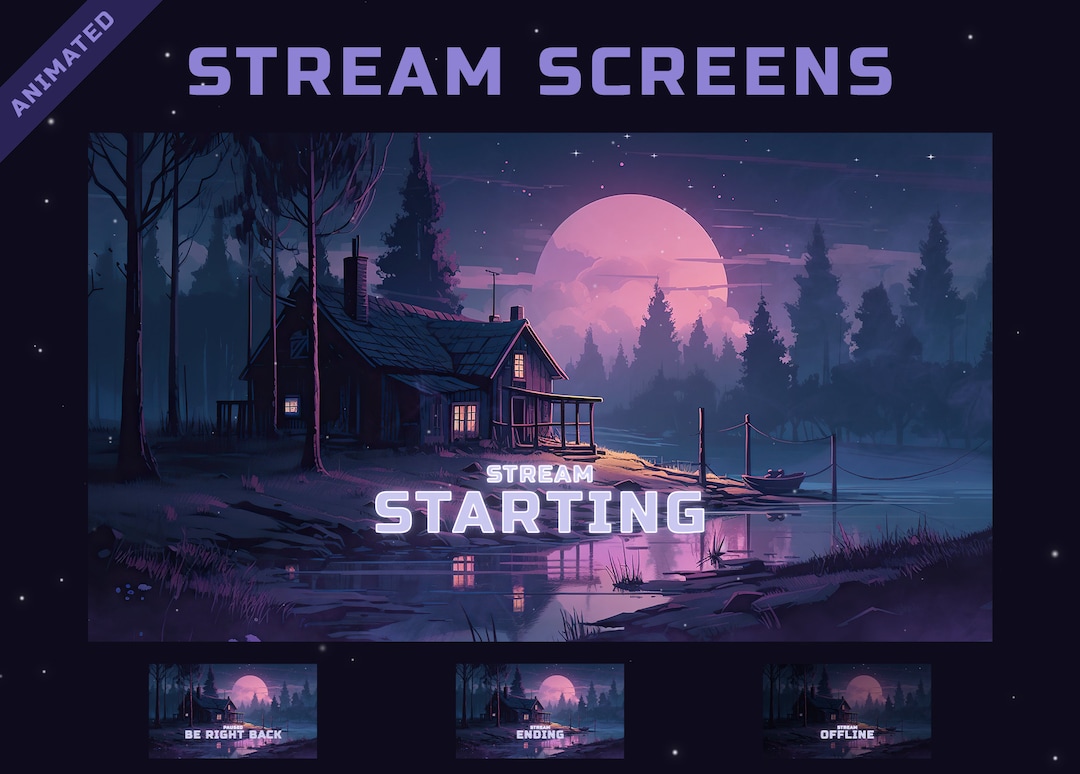 Purple Lofi Animated Twitch Screens: Stream Starting, BRB, Ending ...