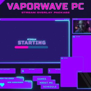 Vaporwave PC - Futuristic Twitch Overlay Package - Etsy