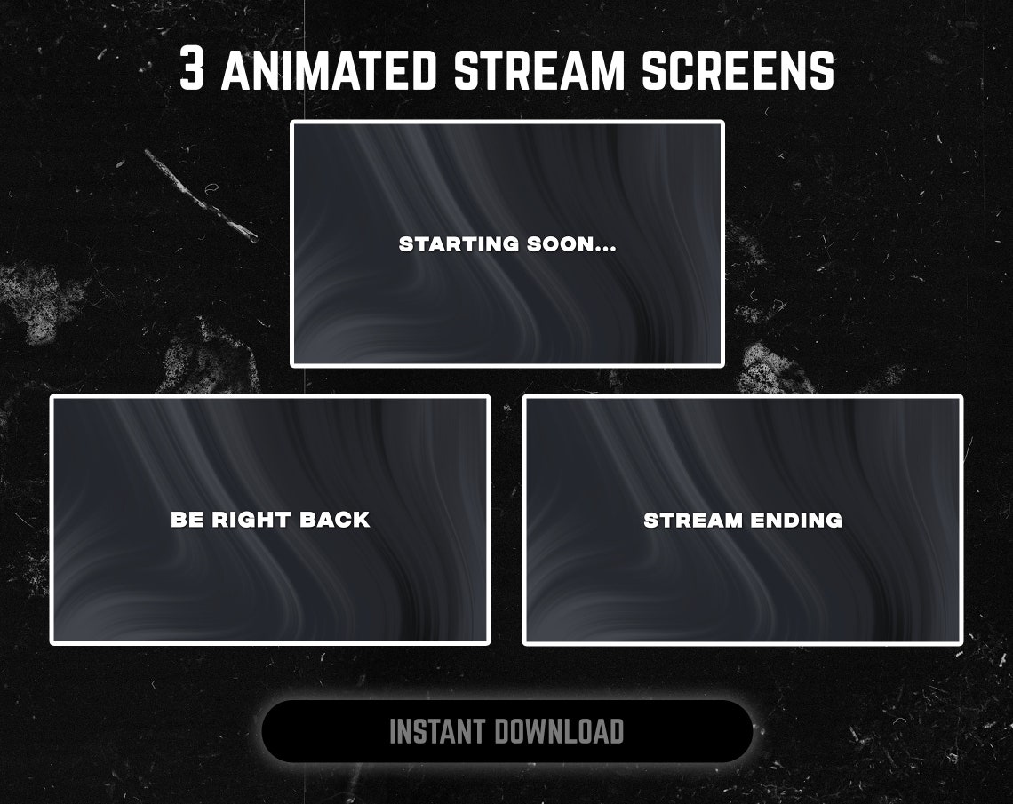 Dark Twitch Overlay - Black Aesthetic - Starting Soon - Be Right Back ...