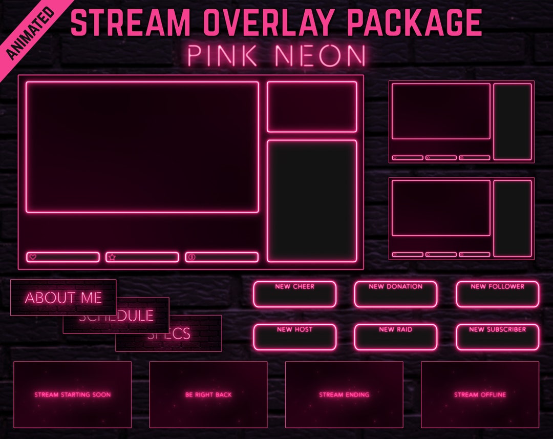 Pink Neon -twitch Overlay Package - Etsy