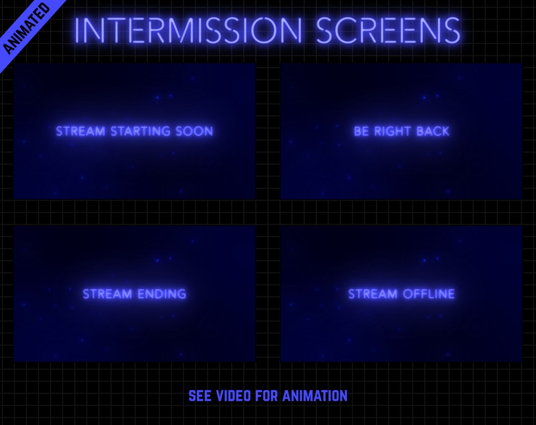 Blue Neon Animated Twitch Intermission Screens (WEBM) - Etsy