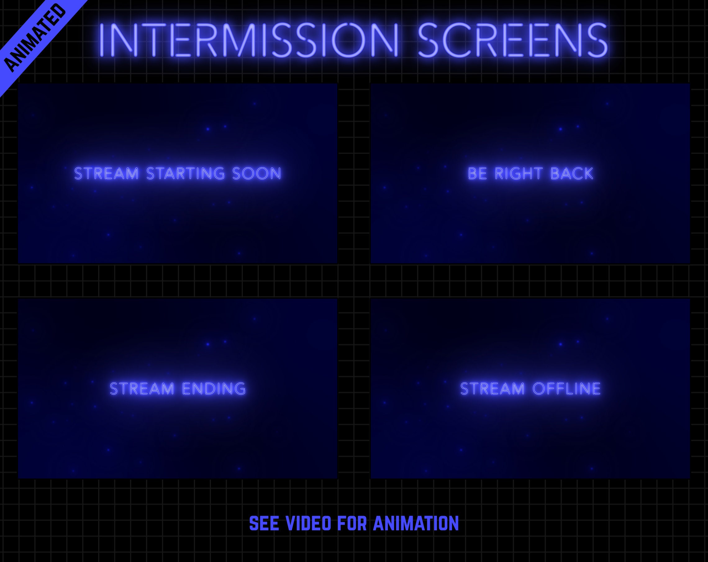Blue Neon Animated Twitch Intermission Screens (WEBM) - Etsy