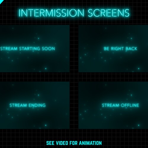 Cyan Twitch Screens Light Blue Animated Neon Stream Screens - Etsy