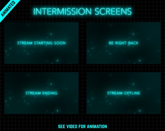 Cyan Twitch Screens Light Blue Animated Neon Stream Screens - Etsy