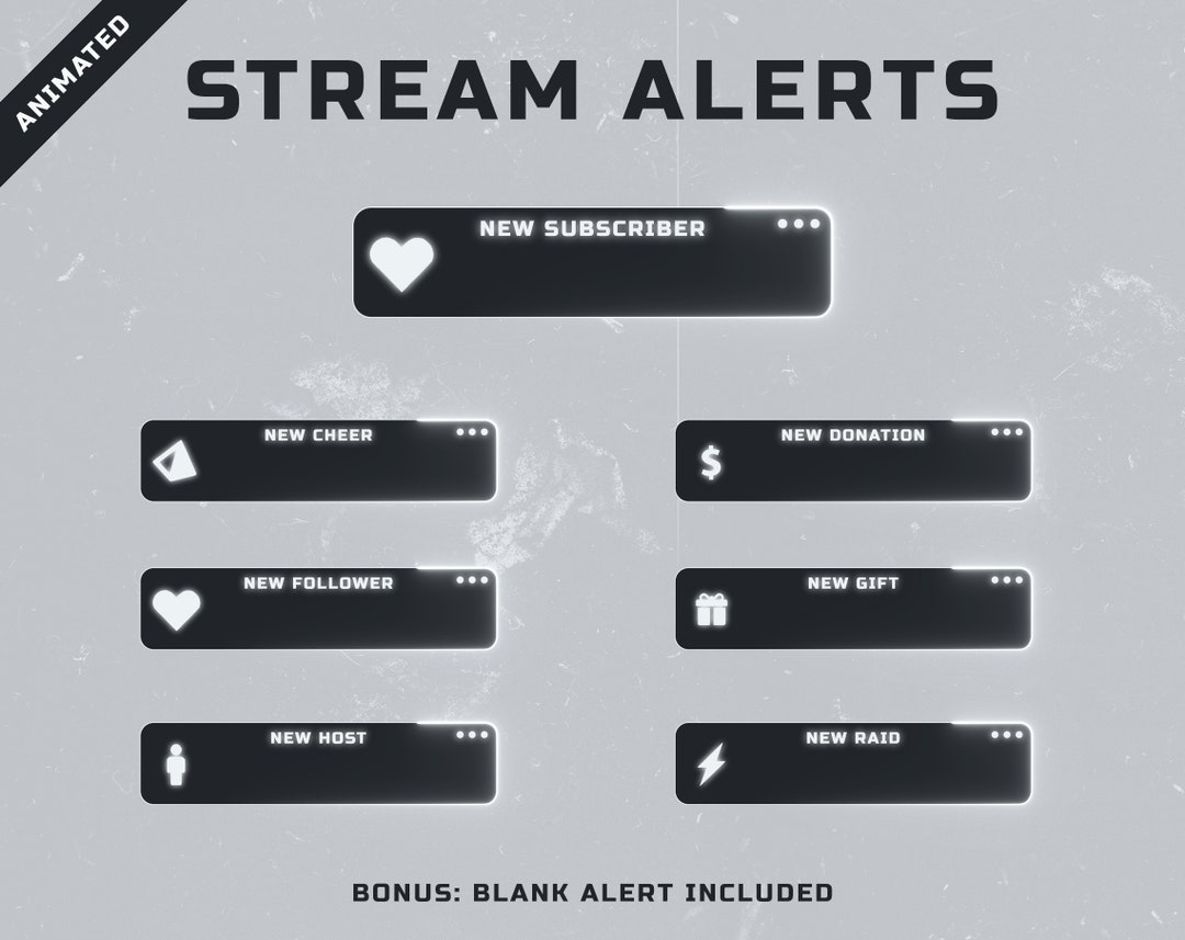 Animated Alerts for Twitch Streaming - Black Computer Twitch Alerts ...