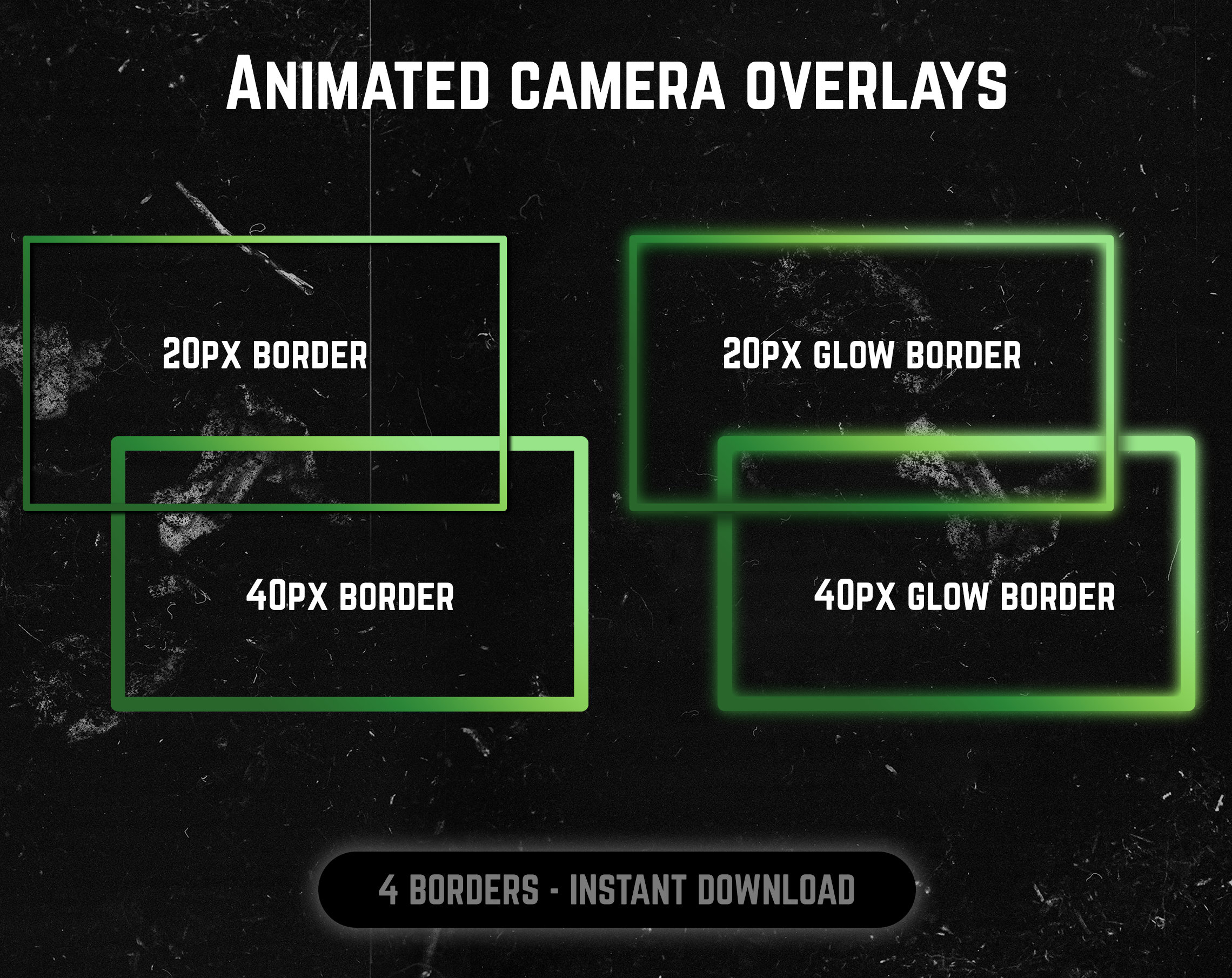 Twitch Animated Webcam Border Frame - GREEN COLORS Aesthetic Camera ...