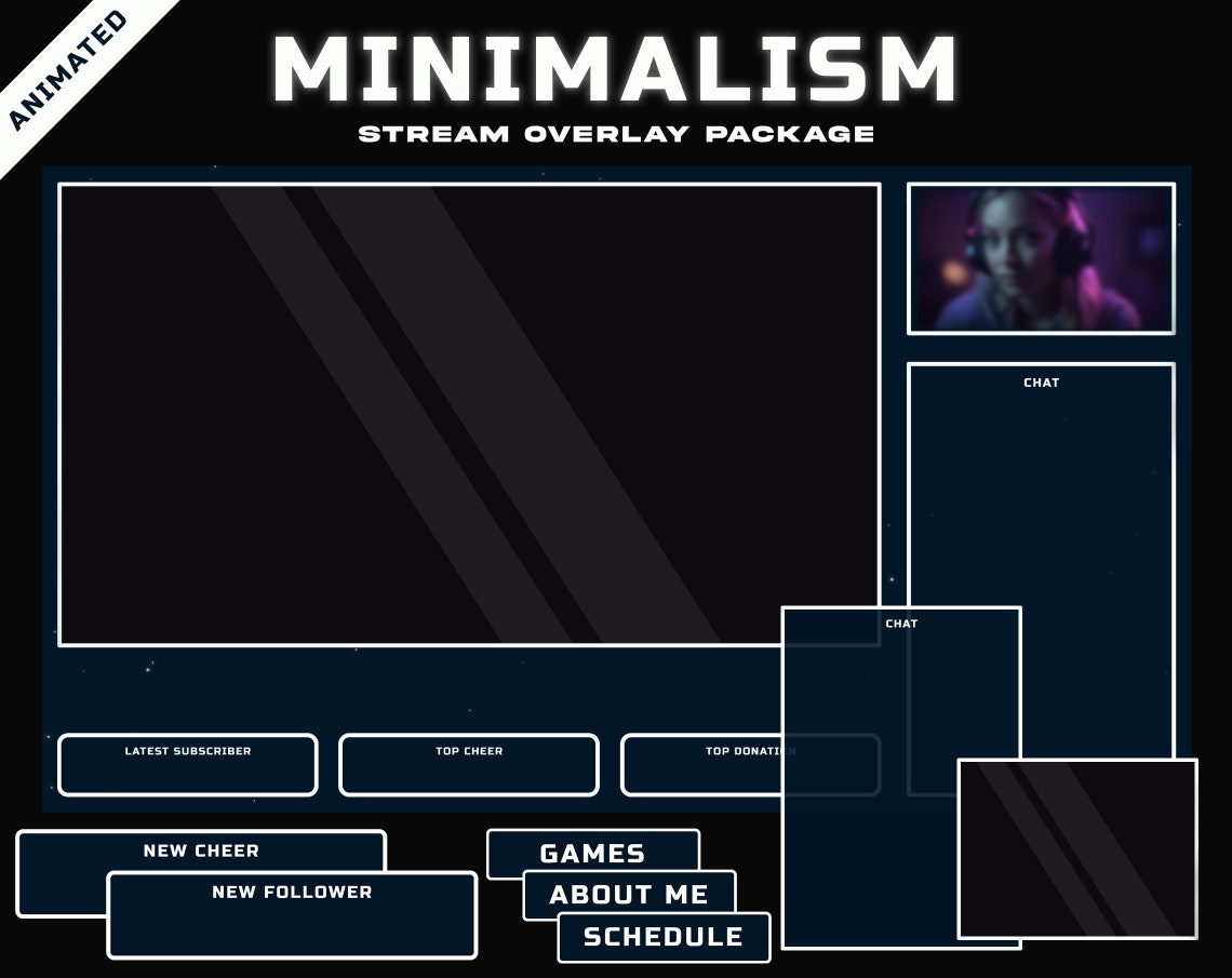 MINIMALISM Twitch Overlay Package Minimalist Themed Stream Overlay ...