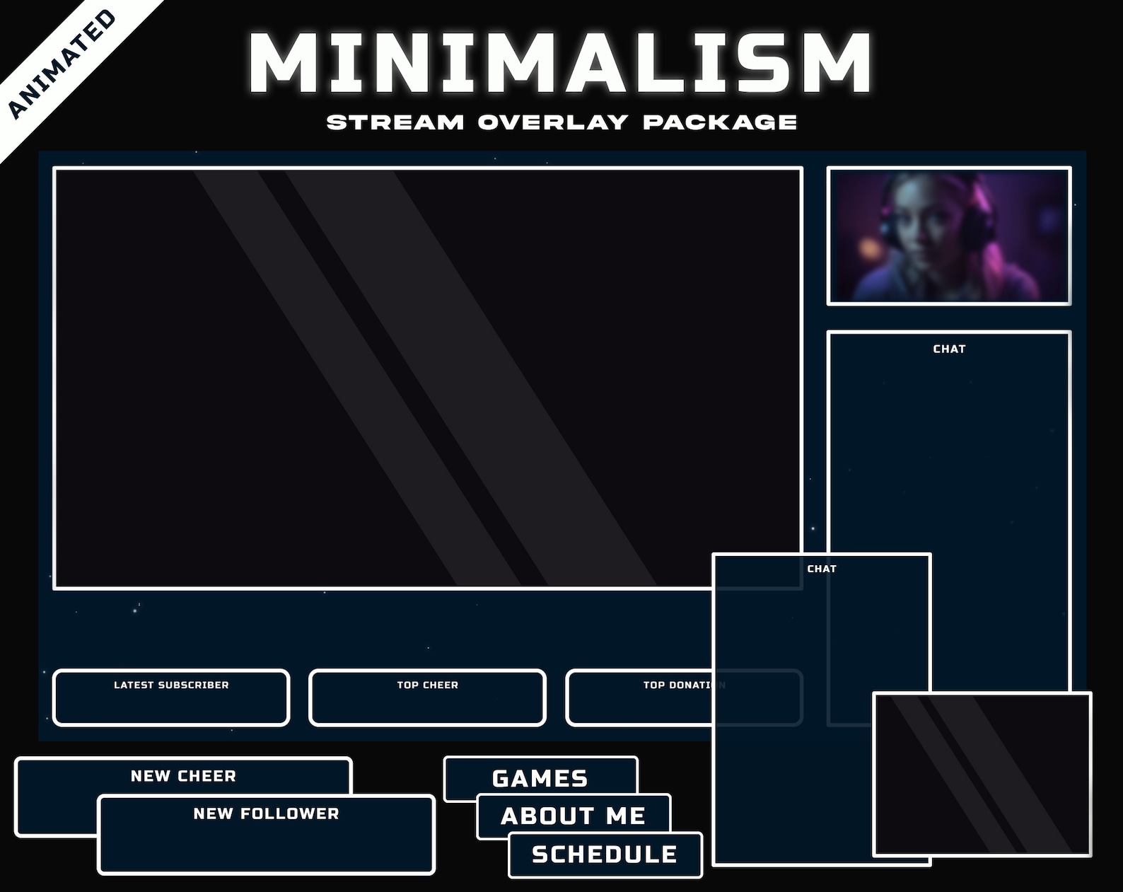 MINIMALISM Twitch Overlay Package Minimalist Themed Stream Overlay ...