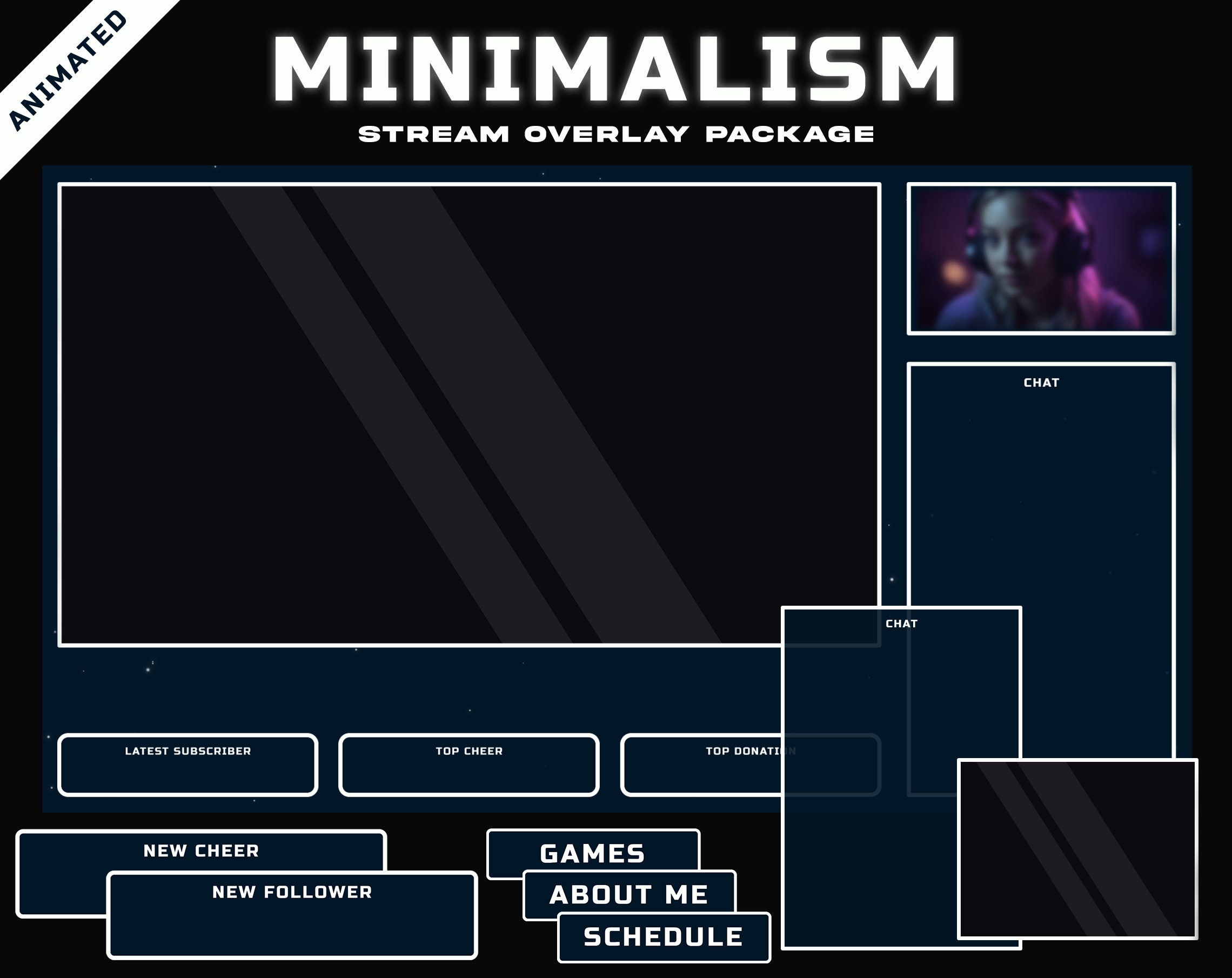 MINIMALISM Twitch Overlay Package Minimalist Themed Stream Overlay Package - Etsy