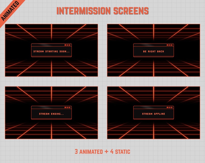 Animated Intermission Screens for Twitch Streaming Orange & - Etsy
