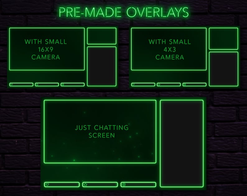 Green Neon Animated Twitch Overlay Package: Minimalist Stream Theme - Etsy