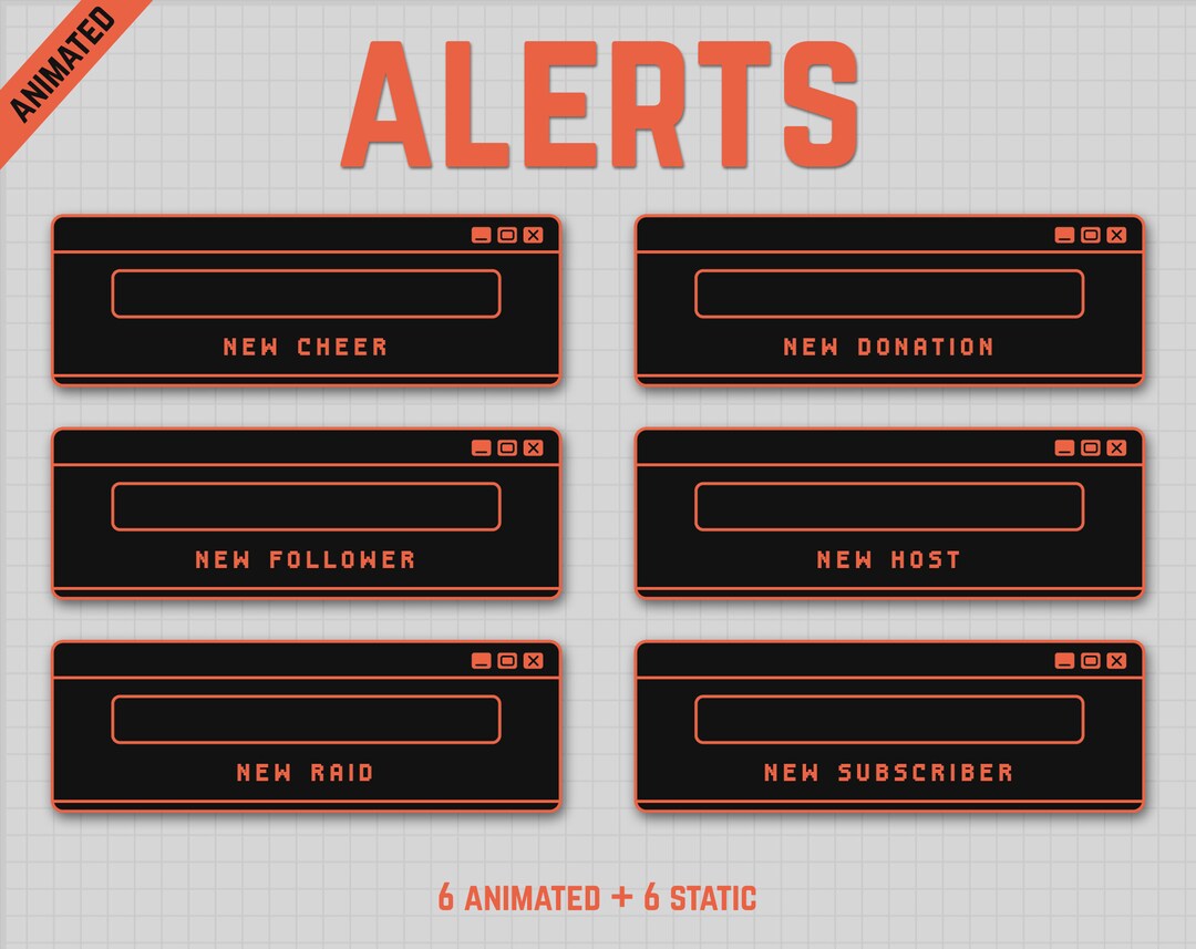 Retro Computer Animated Twitch Alerts: Orange & Black WEBM - Etsy