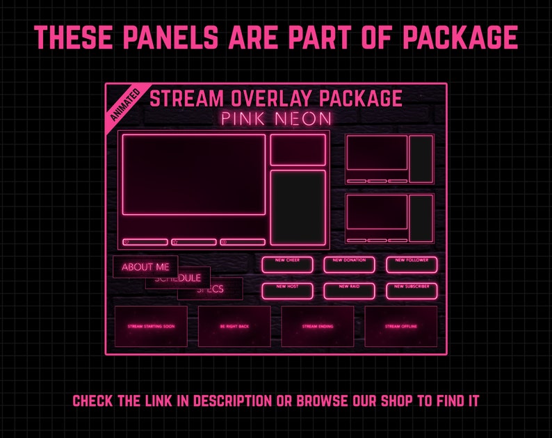 Twitch Panels PINK NEON Panels for Streaming - Etsy