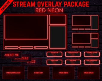 Twitch Overlay Package Red Animated Stream Overlay Pack - Etsy