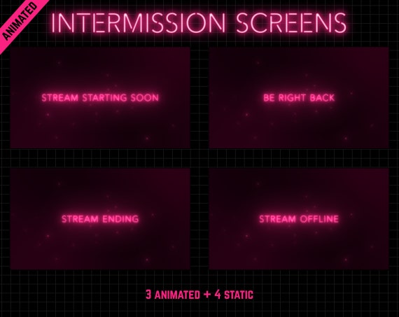 Animated Neon Intermission Screens for Twitch Streaming PINK | Etsy
