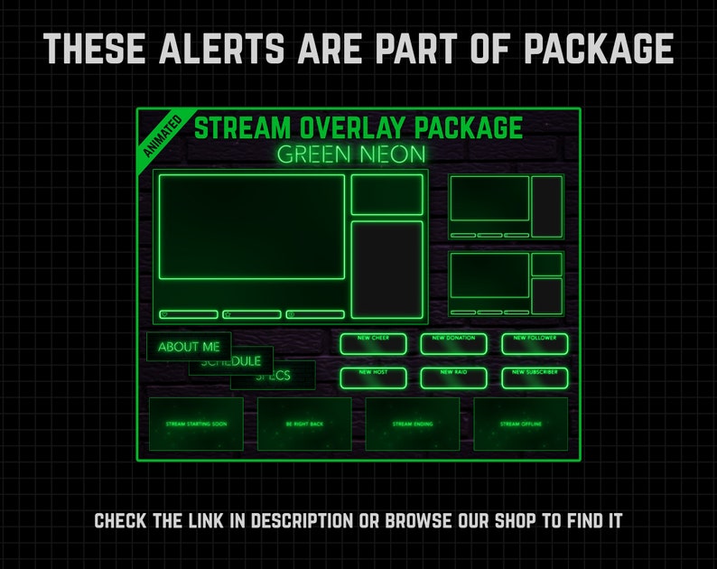 Green Animated Alerts for Twitch Streaming GREEN NEON Twitch - Etsy