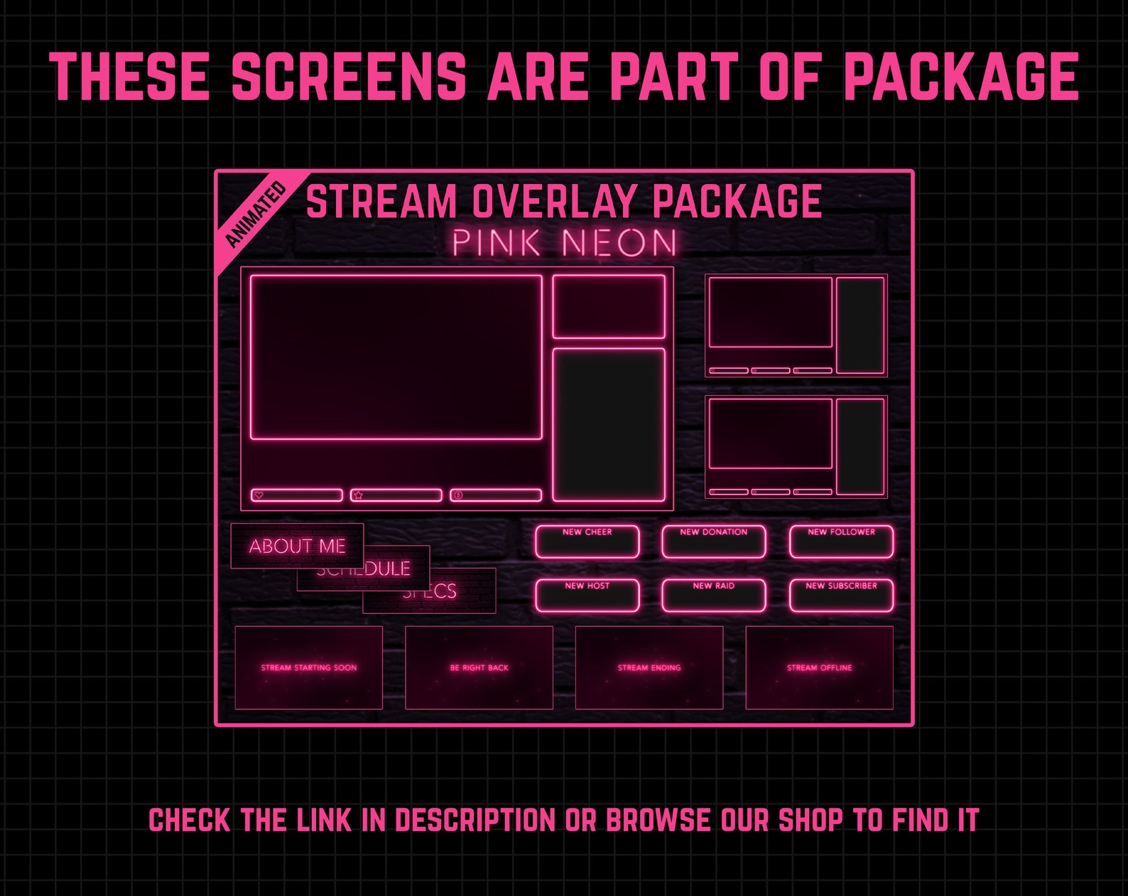Animated Neon Intermission Screens for Twitch Streaming - PINK NEON ...
