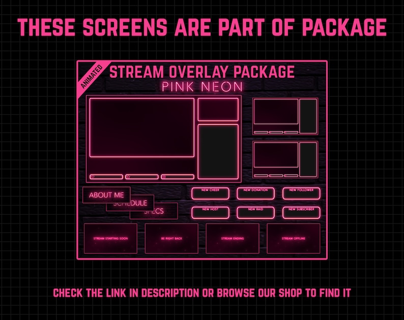 Animated Neon Intermission Screens for Twitch Streaming - PINK NEON ...