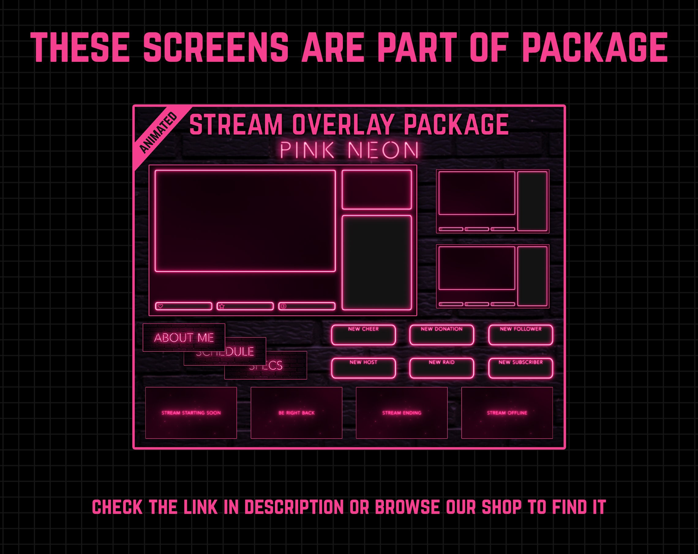 Animated Neon Intermission Screens for Twitch Streaming - PINK NEON ...